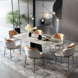 JVmoebel Essgruppe Marmor Tische Essgruppe Set Stuhl Gruppe Tisch Design Stühle 7tlg