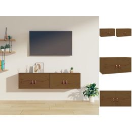 vidaXL Kleiderschrank Wandschränke 2 Stk Honigbraun 60x30x30 cm Massivholz Kiefer