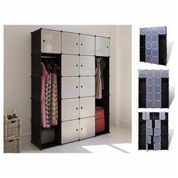 vidaXL Kleiderschrank Kleiderschrank Modularer Schrank mit 14 Fächern schwarz weiß 37x146x1