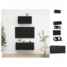 vidaXL Kleiderschrank 2-tlg TV-Schrank-Set Schwarz Spanplatte