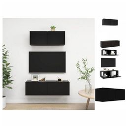 vidaXL Kleiderschrank 2-tlg TV-Schrank-Set Schwarz Spanplatte