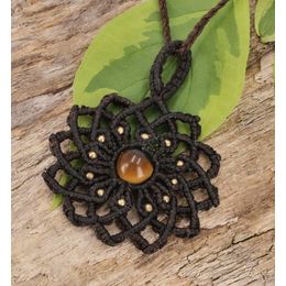 Guru-Shop Perlenkette Makrameekette Blume des Lebens