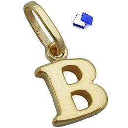 unbespielt Buchstabenanhänger Schmuck Kettenanhänger Anhänger Buchstabe B aus 375 Gold 9 Karat 8 x 6 mm inklusive kl. Schmuckbox