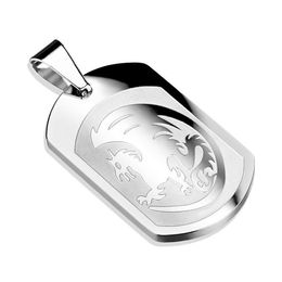 BUNGSA Anhänger Set Anhänger Dog Tag mit Drachen-Gravur Silber aus Edelstahl Unisex (1-tlg)