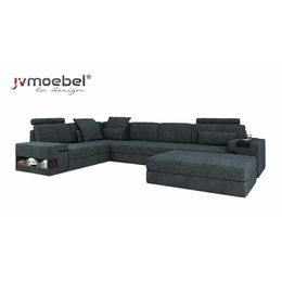 JVmoebel Ecksofa, Design Sofa Couch Ecke mit Hocker Polstermöbel Wohnzimmer L-Form