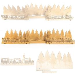 Logbuch-Verlag Weihnachtsfigur Weihnachtsdeko Set winterliche Landschaft Holz (3 St)