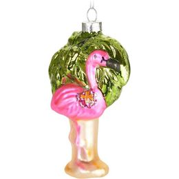 BRUBAKER Christbaumschmuck Flamingo Pink mit Palme Weihnachtskugel