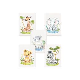 CreativeRobin Poster Süßes Tiere-Poster-Set als Babyzimmer Deko