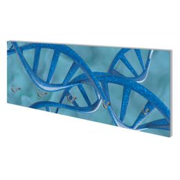 Wallario Wandgarderobe DNA-Strang in blau auf türkisem Hintergrund (1-teilig