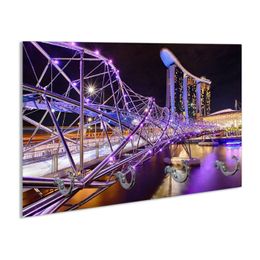 Wallario Schlüsselbrett Helix-Brücke in Singapur bei Nacht