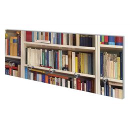 Wallario Wandgarderobe Weißes Bücherregal mit unterschiedlichen Büchern (1-teilig