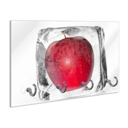 Wallario Schlüsselbrett Roter Apfel in Eiswürfel