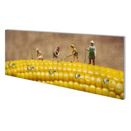 Wallario Wandgarderobe Lustige Bauernfiguren auf einem Maiskolben beim Arbeiten (1-teilig