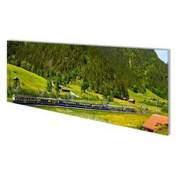 Wallario Wandgarderobe Eisenbahn in einer Sommerlandschaft in der Schweiz (1-teilig