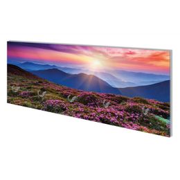 Wallario Wandgarderobe Blumenbedeckte Wiese bei Sonnenuntergang (1-teilig