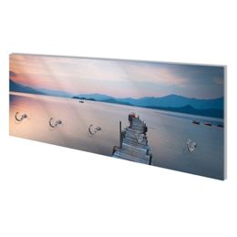 Wallario Wandgarderobe Steg am See- Idylle bei Sonnenuntergang (1-teilig