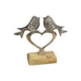 Macosa Home Dekofigur Skulptur Holz Metall Vögel Herz