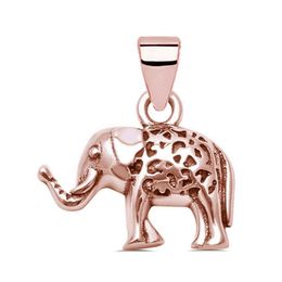 Goldene Hufeisen Kettenanhänger Elefant Anhänger aus 925 Sterling Silber in Rosegold (inkl. Etui)