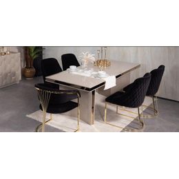 JVmoebel Esstisch, Esstisch Holz Esstische Tische Tisch Design Gold Luxus Esszimmer Möbel