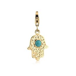 NENALINA Charm-Einhänger Hamsa Hand Fatima Türkis Edelstein 925 Silber