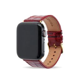 GOLDBLACK Smartwatch-Armband Apple Watch Armband Croco rot (Adapter gold)