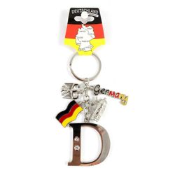 ELLUG Schlüsselanhänger Schlüsselanhänger H.: 11cm Buchstaben/Letter/Initalien/Alphabet/ABC mit Glitzersteinen & Charms Bierkrug/Adler/Deutschland-Fahne/Germany