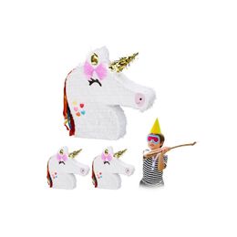 Relaxdays Papierdekoration 3 x Pinata Einhorn