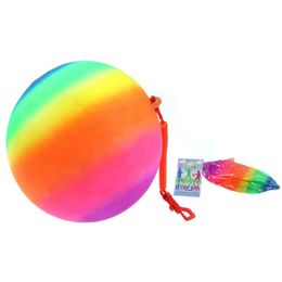 ELLUG Spielball Regenbogenball als Returnball / Kickball Ø 30cm inklusive Halterung