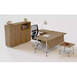 JVmoebel Schreibtisch Holz Büro Set Eckschreibtisch Kommode 2x Aktenschrank Couchtisch (5-St.