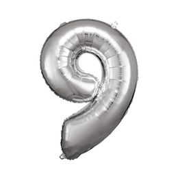 Amscan Folienballon Folienballon Zahl 9 Silber 43 cm x 66 cm