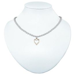 LUISIA® Perlenkette Halskette Eva mit Herzanhänger (1-tlg.