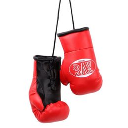 BAY-Sports Boxhandschuhe Mini Deko Box-Handschuhe Boxen Geschenk Auto Paar rot