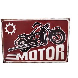 LB H&F Lilienburg Metallbild Schild Blechschild Metallschild Wandbild Wanddeko Wandschild Wandbild Bild Spruch Text Vintage Retro Nostalgie nostalgisch Blech Metall antik Deko rot Motorrad Biker Garage Schrauber Papa Geschenk