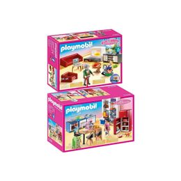 Playmobil® Spielbausteine 70206 70207 Dollhouse 2er Set Familienküche + Gemütliches