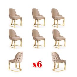 JVmoebel Esszimmerstuhl, Set 6x Sessel Stuhl Design Metall Polster Stühle Gastro Esszimmer