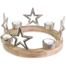 RIFFELMACHER & WEINBERGER Adventskranz Kerzenhalter mit Sternen für Teelichter Ø 25 cm 75219