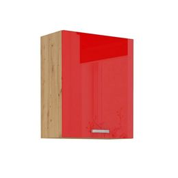 Küchen-Preisbombe Küchen-Preisbombe Hängeschrank 60 cm Eiche Artisan + Rot Hochglanz Küchenzeile Küchenblock Küche