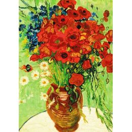 Postkarte Kunstkarte Vincent van Gogh "Vase mit Margeriten und Mohnblumen"
