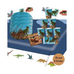 dh konzept Einweggeschirr-Set T-Rex Dinosaurier Party Deko Set für Kindergeburtstage