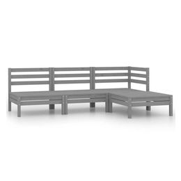 furnicato Garten-Essgruppe 4-tlg. Garten-Lounge-Set Massivholz Kiefer Grau