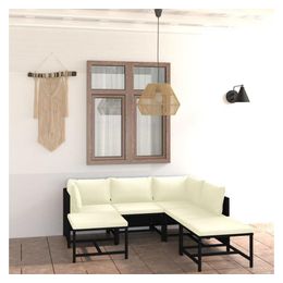 furnicato Garten-Essgruppe 7-tlg. Garten-Lounge-Set mit Kissen Poly Rattan Schwarz