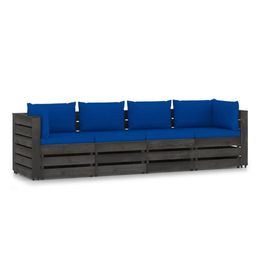 furnicato Garten-Essgruppe 4-Sitzer Outdoor-Sofa mit Kissen Grau Imprägniertes Holz