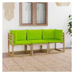 furnicato Garten-Essgruppe 3-Sitzer-Gartensofa mit Hellgrünen Kissen