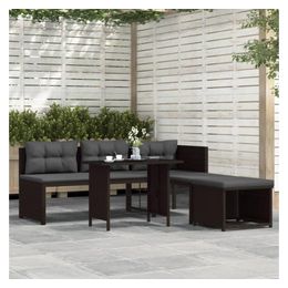 furnicato Garten-Essgruppe 4-tlg. Garten-Lounge-Set Poly Rattan Braun