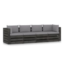 furnicato Garten-Essgruppe 4-Sitzer Outdoor-Sofa mit Kissen Grau Imprägniertes Holz