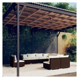 furnicato Garten-Essgruppe 9-tlg. Garten-Lounge-Set mit Kissen Poly Rattan Braun