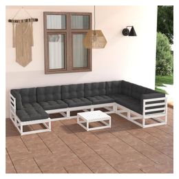 furnicato Garten-Essgruppe 9-tlg. Garten-Lounge-Set mit Kissen Massivholz Kiefer