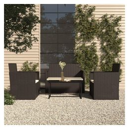 furnicato Garten-Essgruppe 4-tlg. Garten-Lounge-Set mit Kissen Poly Rattan Schwarz