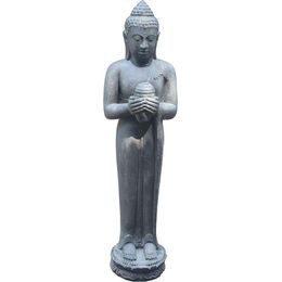 Krines Home Dekofigur Große Buddha-Figur Steinbuddha 150 cm mit Lotus-Gefäß Steinguss