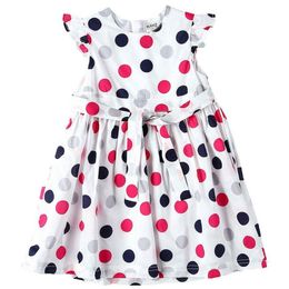 Kanz Minikleid Kanz Mini-Kleid farbenfrohes Kinder Kurzarm-Kleid mit Punkte-Muster Rundhals-Kleid Weiß